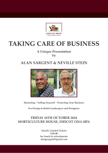 Taking Care of Business Seminar - Alan Sargent